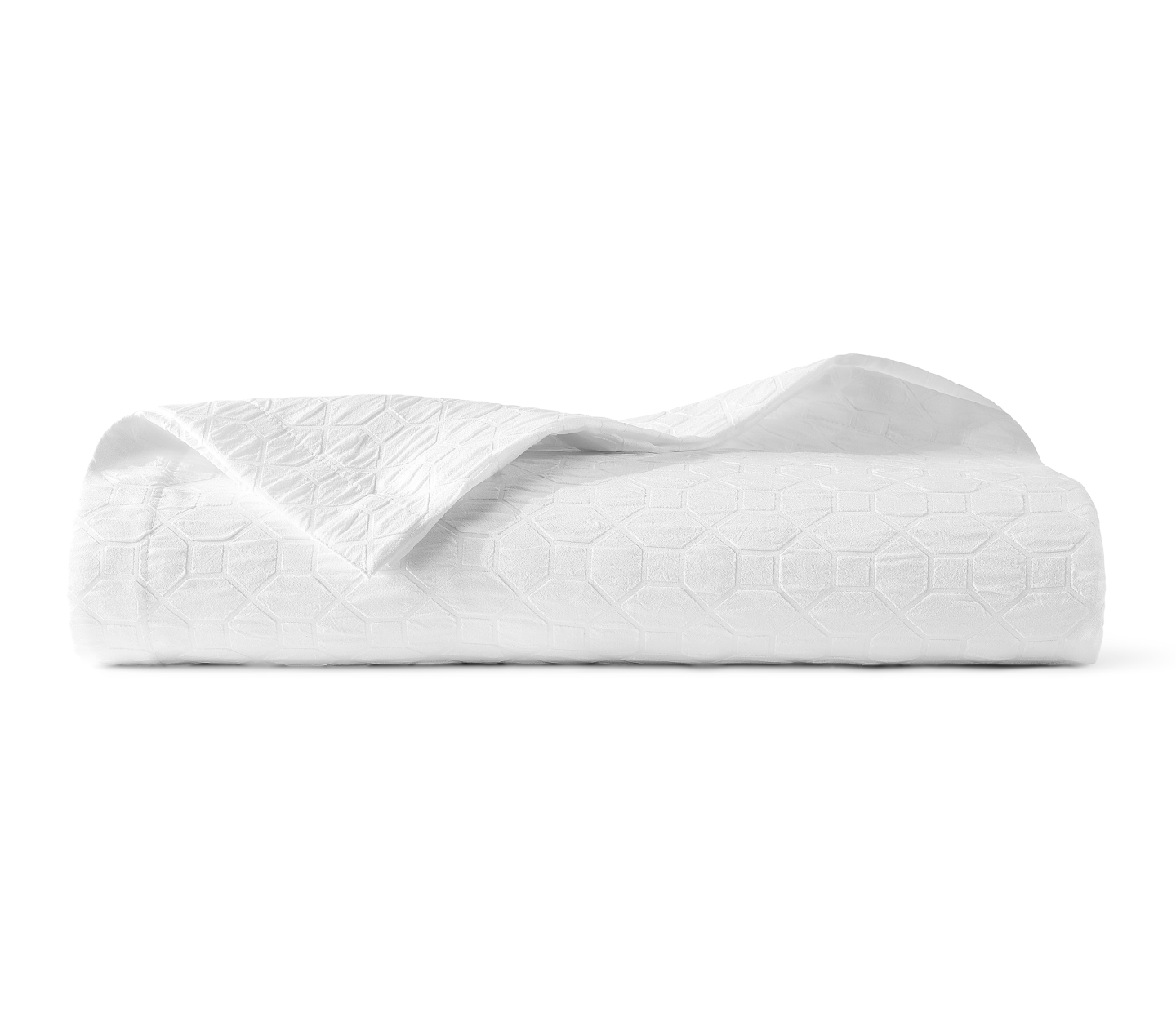 Ellis Square Top Cover | White-on-White Lattice Pattern